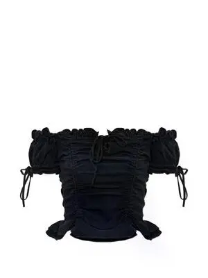 Balenciaga Ruffled Off-shoulder Top - Black