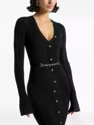 Manière De Voir Long-sleeve Knit Belted Maxi Dress