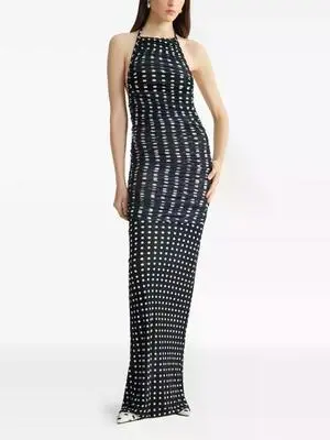 PATOU Halterneck Polka Dot Maxi Dress