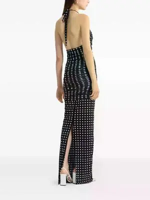 PATOU Halterneck Polka Dot Maxi Dress
