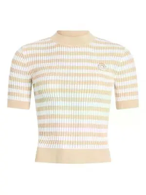 Patou Striped Ribbed Knit Top