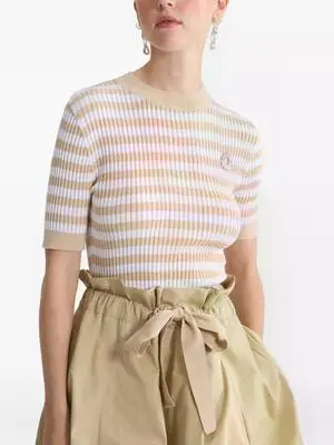 Patou Striped Ribbed Knit Top