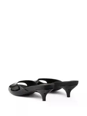 Prada 45mm Leather Heeled Mules - Black