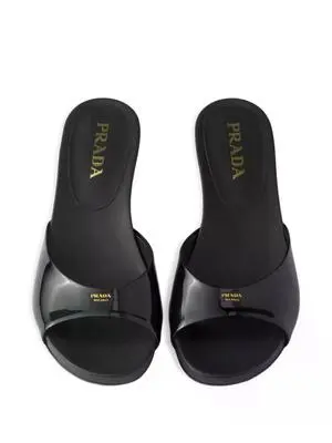 Prada 45mm Leather Heeled Mules - Black