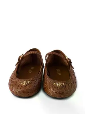 Prada Woven Leather Ballet Flats - Brown