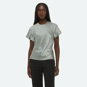 Helmut Lang Silk Satin Tee - Aqua Gray