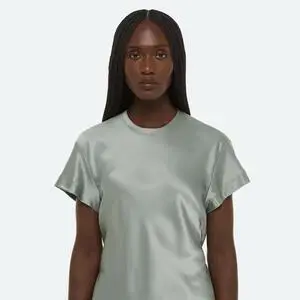 Helmut Lang Silk Satin Tee - Aqua Gray