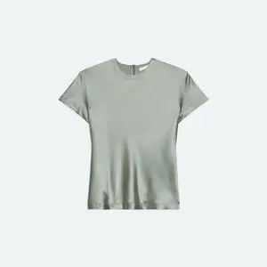 Helmut Lang Silk Satin Tee - Aqua Gray