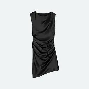 Helmut Lang Silk Draped Mini Dress - Black