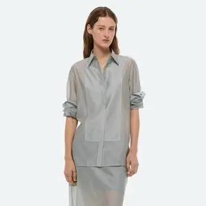 Helmut Lang Sheer Tux Shirt - Aqua Gray