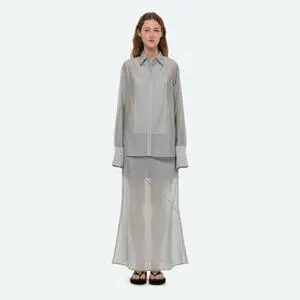 Helmut Lang Sheer Tux Shirt - Aqua Gray