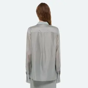 Helmut Lang Sheer Tux Shirt - Aqua Gray