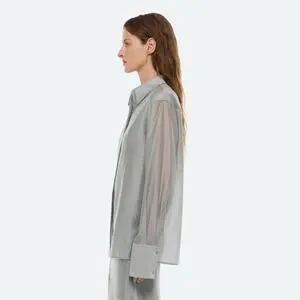 Helmut Lang Sheer Tux Shirt - Aqua Gray