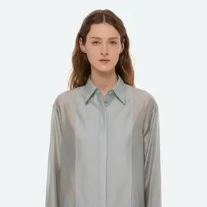 Helmut Lang Sheer Tux Shirt - Aqua Gray