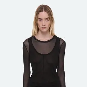 Helmut Lang Layered Mesh Top - Black