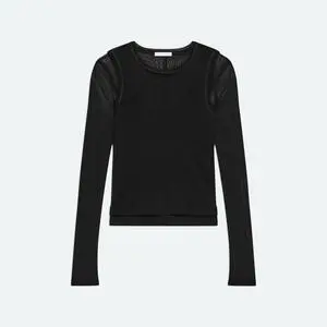 Helmut Lang Layered Mesh Top - Black