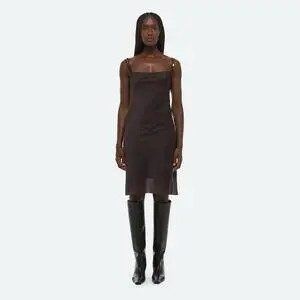 Helmut Lang Airy Voile Slip Mini Dress - Bistre