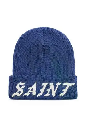 SAINT MXXXXXX Logo-appliqué Beanie Hat - Blue