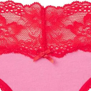 SKIMS Lightweight Cotton Wide Lace Brief - Carnation Contrast