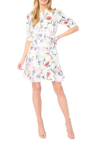 CECE DUPRAZ Floral Print Wrap Dress - New Ivory
