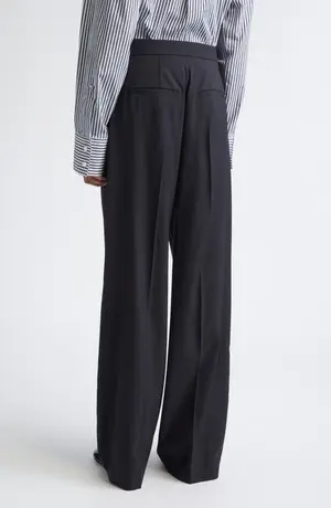 Sportmax High-waist Wide-leg Wool-blend Gabardine Pants