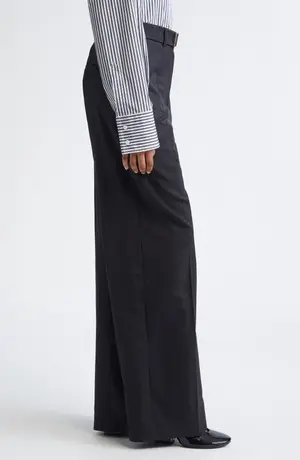 Sportmax High-waist Wide-leg Wool-blend Gabardine Pants