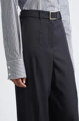 Sportmax High-waist Wide-leg Wool-blend Gabardine Pants