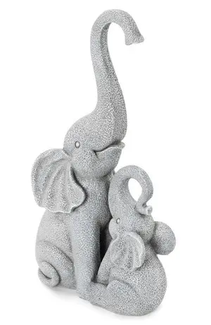 GLITZHOME 18.25"h Resin Mother And Baby Elephant Statue