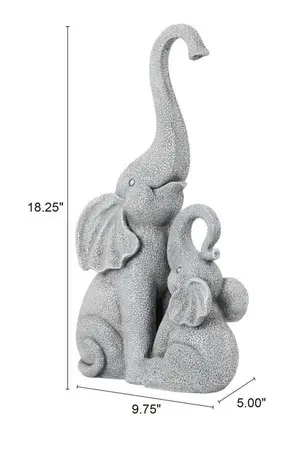 GLITZHOME 18.25"h Resin Mother And Baby Elephant Statue