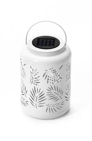 GLITZHOME Metal Cutout Leaf Solar Powered Outdoor Hanging Lantern With Led Light