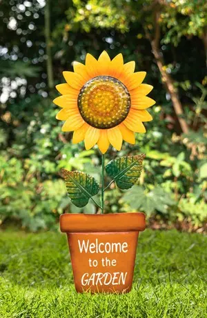 GLITZHOME 36"h Metal Sunflower Yardstake
