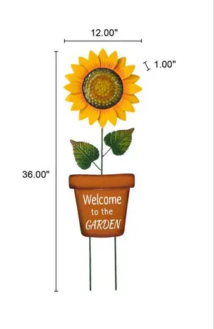 GLITZHOME 36"h Metal Sunflower Yardstake
