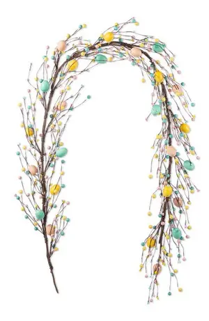 GLITZHOME 72"l Easter Egg Berries & Flower Garland - Blue