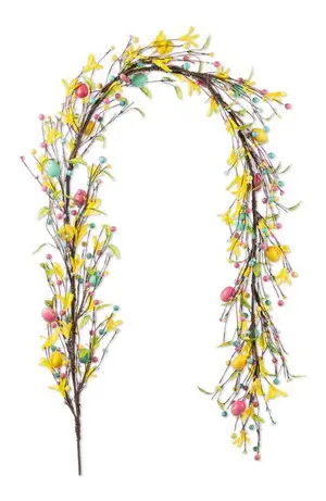 GLITZHOME 72"l Easter Egg Berries & Flower Garland - Yellow