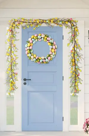 GLITZHOME 72"l Easter Egg Berries & Flower Garland - Yellow