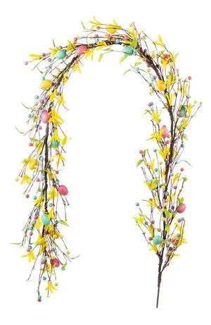GLITZHOME 72"l Easter Egg Berries & Flower Garland - Yellow