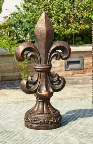 GLITZHOME 27.25"h Mgo Standing Fleur De Lis French Holiness Garden Statue
