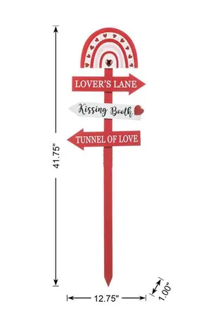 GLITZHOME 41.75"h Valentine's Wooden Rainbow Word Sign Yard Stake