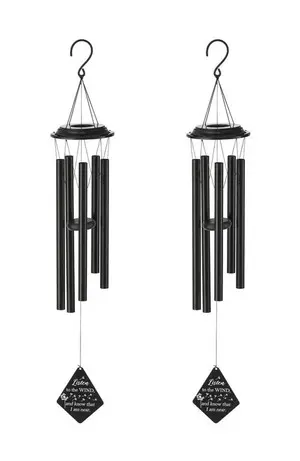 GLITZHOME Set Of 2 38"h Metal Windchime - Black