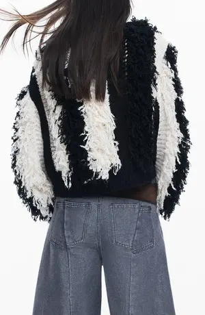 Desigual Striped Fringe Sweater