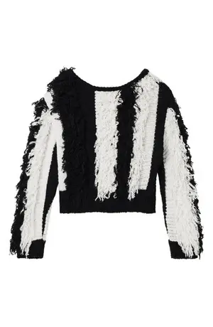 Desigual Striped Fringe Sweater