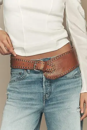 Z & L EUROPE Studded Leather Hip Belt