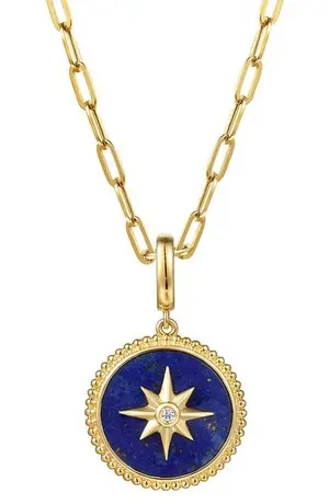 GABRIEL & CO. 14k Diamond & Lapis Lazuli Medallion Pendant