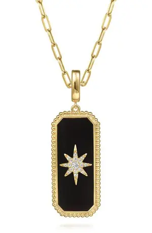 GABRIEL & CO. 14k Yellow Diamond & Onyx Medallion Pendant