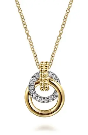 GABRIEL & CO. 14k Gold Diamond Link Pendant Necklace - Gold Multi
