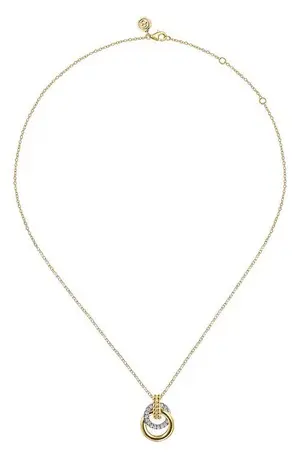 GABRIEL & CO. 14k Gold Diamond Link Pendant Necklace