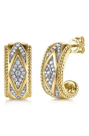 GABRIEL & CO. 14k And Diamond Chevron Hoop Earrings - Gold