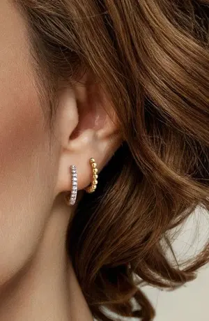 GABRIEL & CO. Diamond & Beaded Double Hoop Earrings