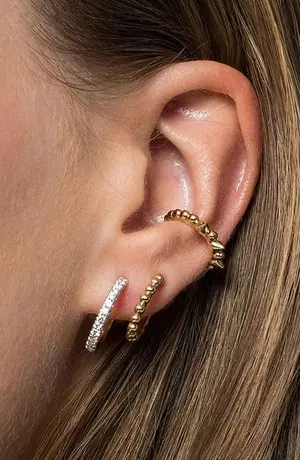 GABRIEL & CO. Diamond & Beaded Double Hoop Earrings