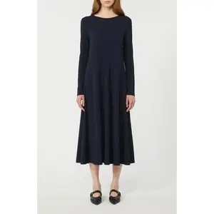 Max Mara Acro Long Sleeve Jersey Dress - Navy